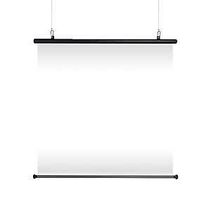 BannerBuzz Hanging Clamp Bar Sneeze Guard with Clear Tarp Film Protective Shield for Office, Cafes, Retail Stores, Cashier, Receptionist (3' x 5')