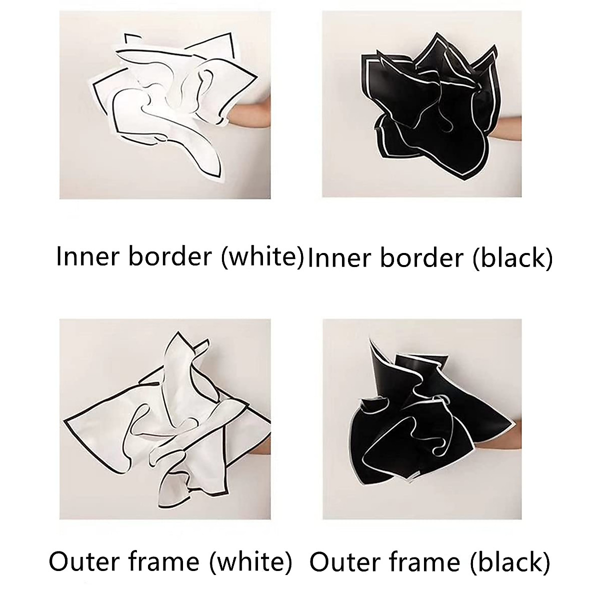 20 Counts 4 Styles Black White Waterproof Florist Bouquet Paper Packaging Paper,Fresh Flowers Wrapping Paper with Border 23"with 48 Yards 1/2"Fabric Ribbons,Gift Packaging for Birthday Holiday Wedding