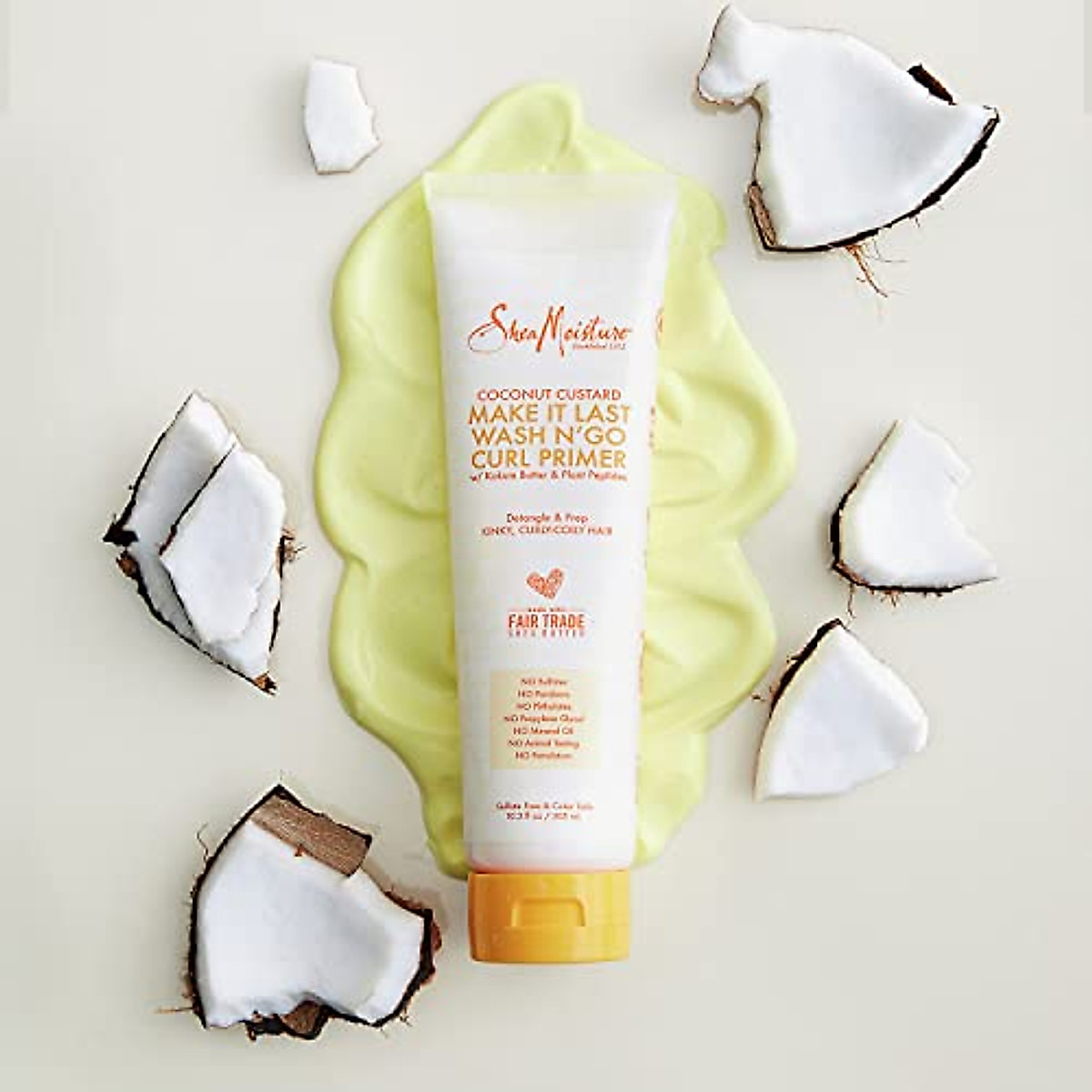 SheaMoisture Coconut Custard Curl Defining Cream - Make It Last Wash N' Go Primer, Enhancer & Detangler for Wavy & Curly Hair, Organic Shea Butter, 10.3 Oz