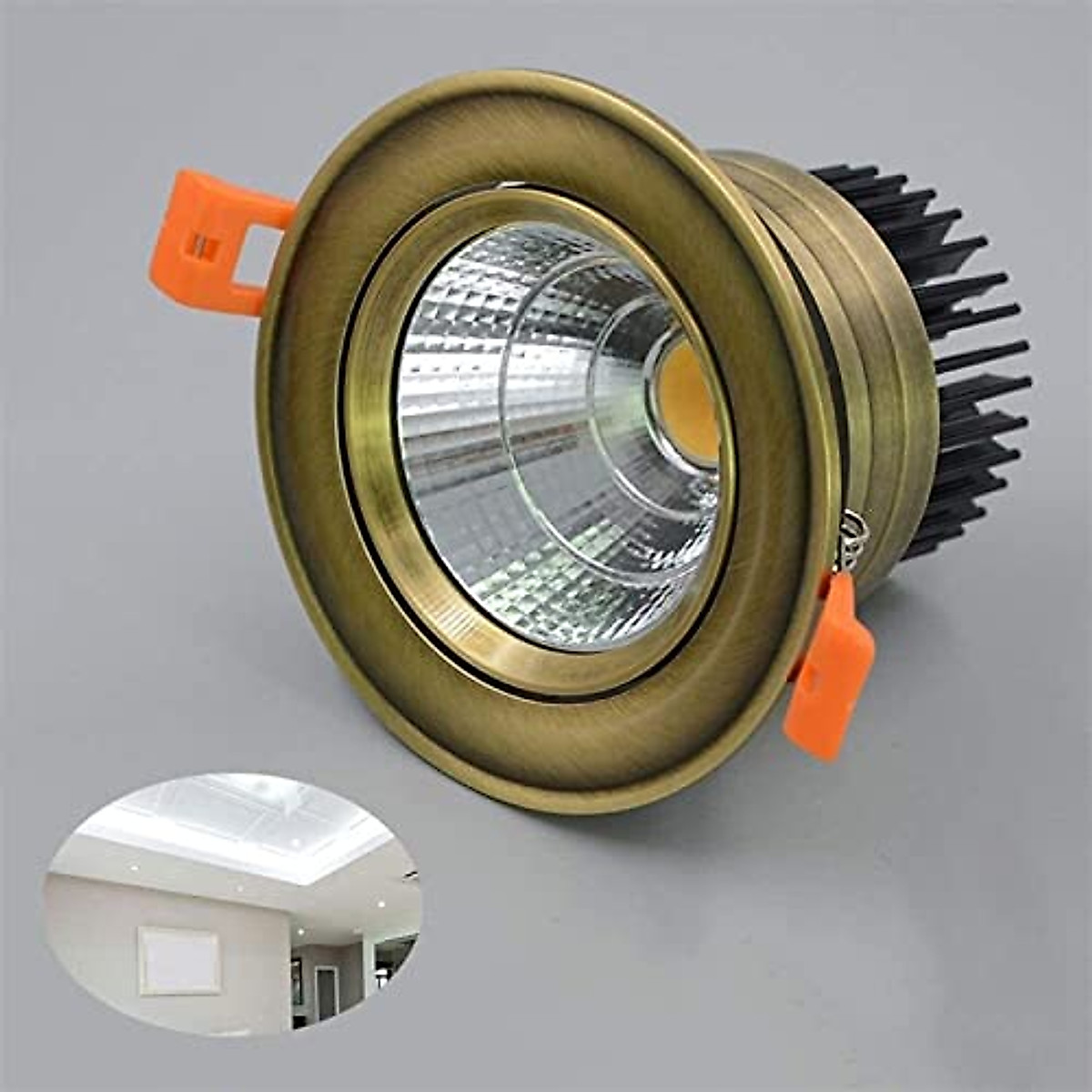 UANGLI Downlight Living Room Embedded with Antique Bronze Spotlights, Living Room Background Wall Antique Spotlights LED (Color : 6000k, Size : 15W)