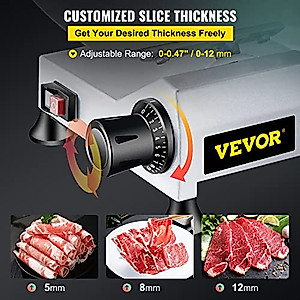 VEVOR Commercial Meat Slicer, 10 inch Electric Food Slicer, 240W Frozen Meat Deli Slicer, Premium Chromium-plated Steel Blade Semi-Auto Meat Slicer For Commercial and Home use