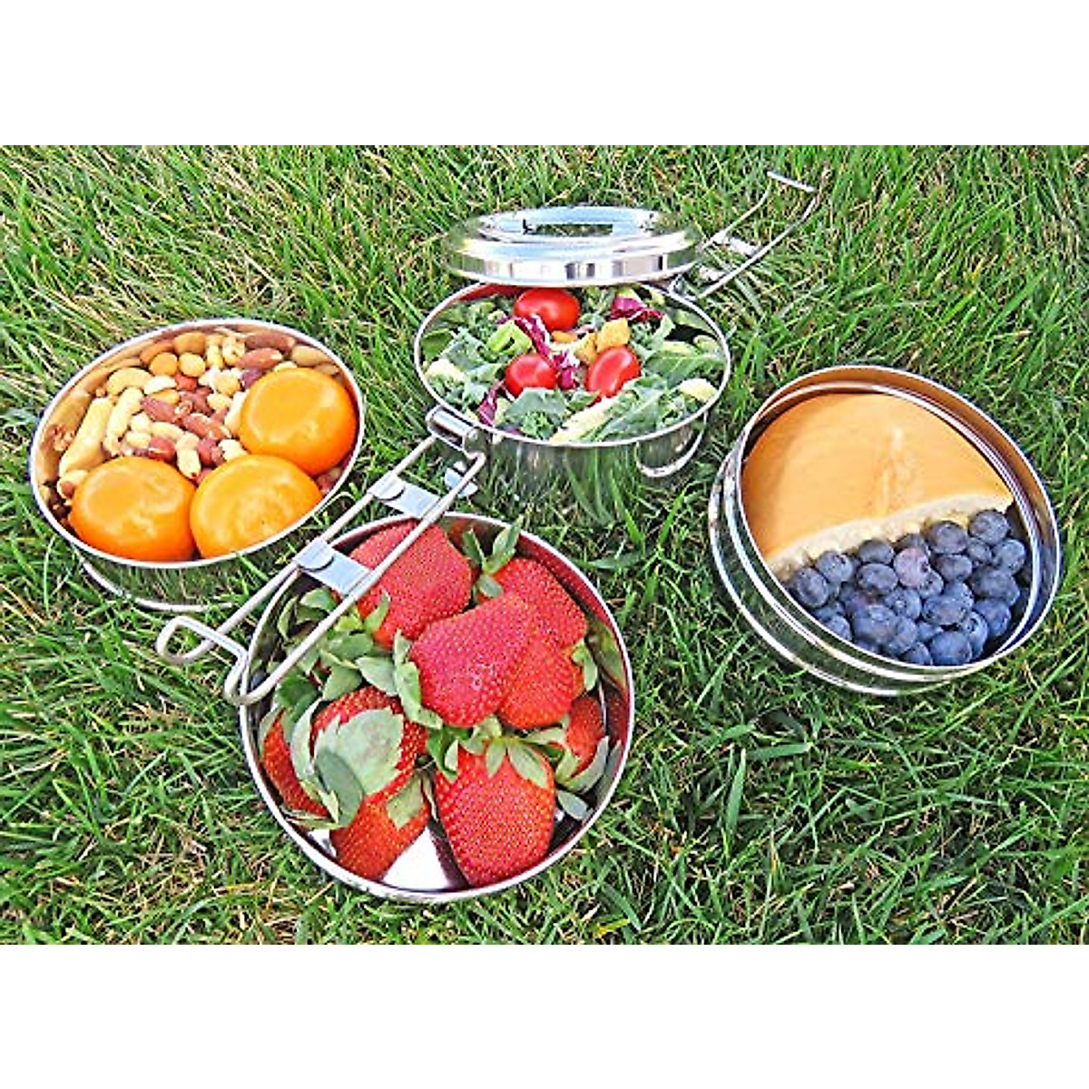 Lifestyle Block Stainless Steel Tiffin Style 4-Layer Round Stacking Lunch Box