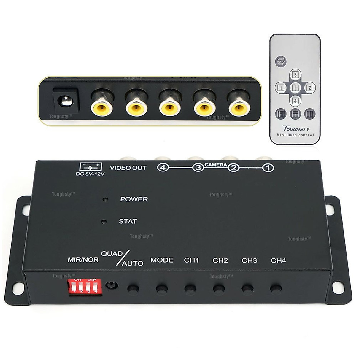 Toughsty™ 4Ch Mini Color Video Quad Splitter Multiplexer Processor Switcher for CCTV Security Camera