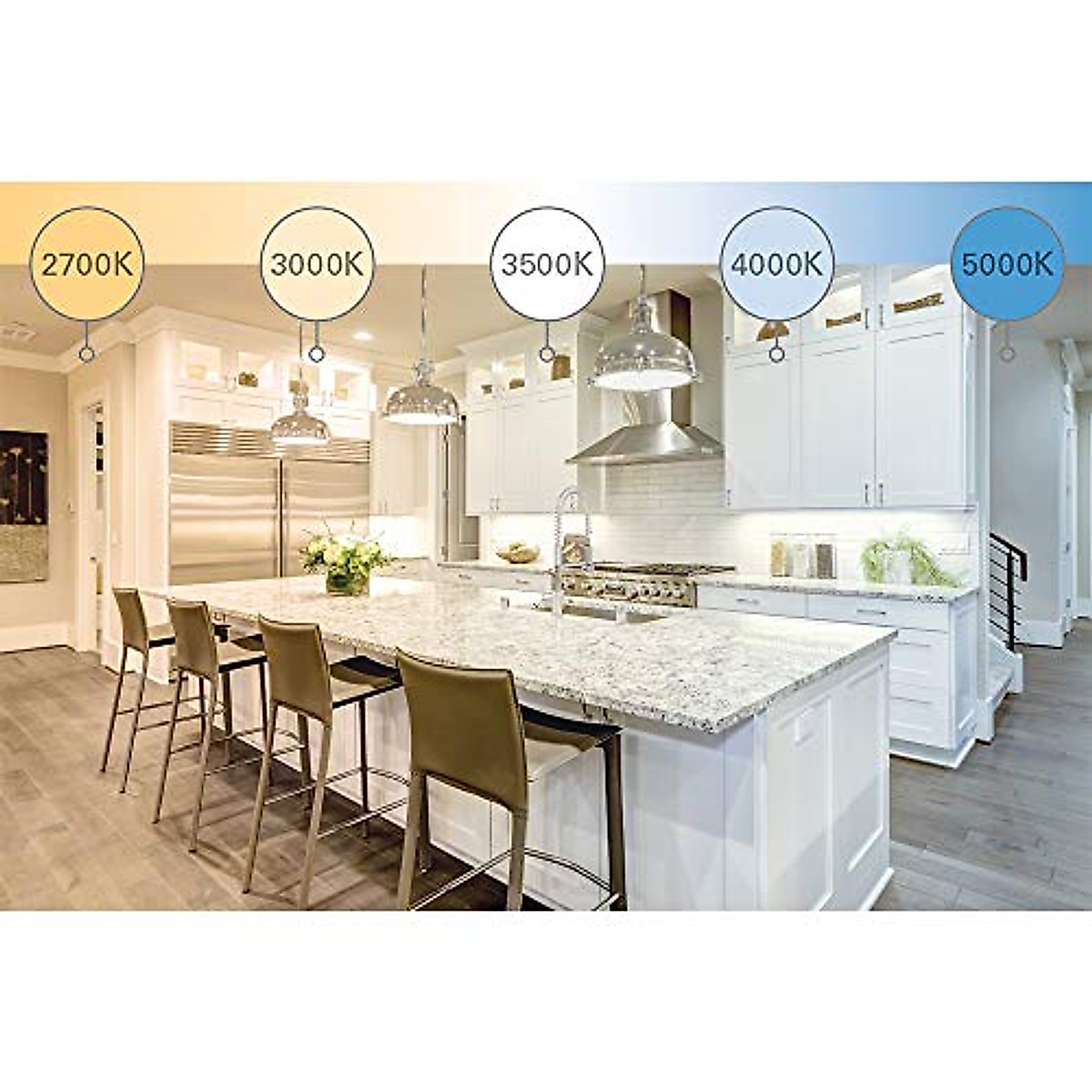 HALO RA 4 inch Integrated Recessed Ajustable Gimbal LED Light Kit, Canless, Selectable CCT (2700K, 3000K, 3500K, 4000K, 5000K), 600 Lumens, White