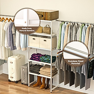 Homde Closet Organizer System Wall Mounted + Closet Organizer Storage System with 2 Storage Drawers and 3 Expandable Stainless Steel Hanger Rods