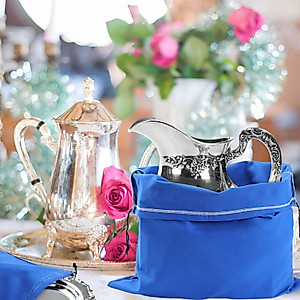 8 Pcs Silver Storage Bags Anti Tarnish Storage Bags 18" x 18" 9" x 11.8" Silver Protector Bags for Jewelry Silverware Protection Resistant Tarnish Storage Bags for Silverware Flatware (Blue)