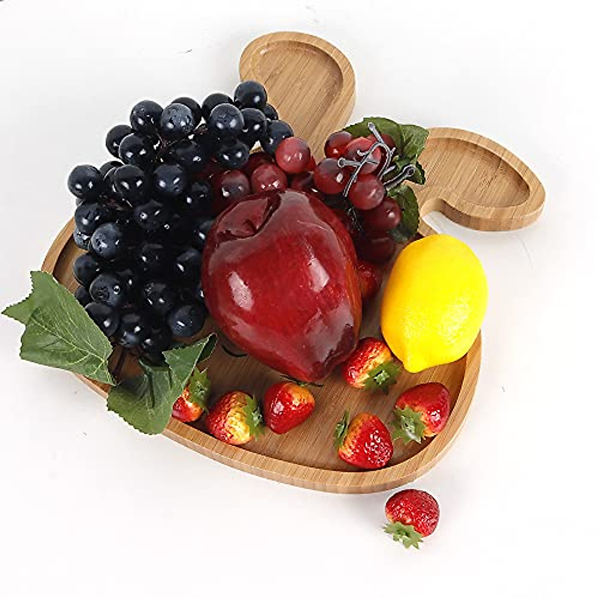 PTYQU 9.5 Inches Bamboo Little Rabbit Plate, All-Natural Vegan Friendly Wooden Tray-Perfect for Parties, Holidays, Family Dinners, and More