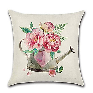Ohok Spring Summer Outdoor Waterproof Pillow Covers 18x18 Set of 4 Farmhouse Decor Pillow Covers Flowers Live Bloom Outdoor Patio Throw Pillow Covers for Patio Funiture Garden Bed Couch Sofa
