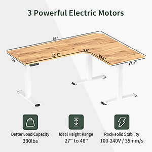 FEZIBO 63 Inch L Shaped Standing Desk & Mobile File Cabinet