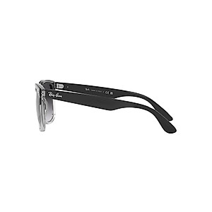 Ray-Ban RB4487 Steve Square Sunglasses, Black on Transparent/Grey Gradient Blue, 54 mm