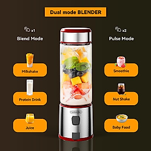 Blast Portable Blender, Cordless, 15.2oz Glass Bottle Vessel, Personal Blender-for Shakes & Smoothies, BPA Free, Leakproof-Lid & Sip Spout, USB-C Rechargeable, Dishwasher Safe Parts (1)