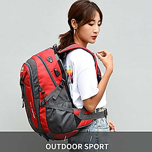 KDFJ Camping Backpack Hiking Waterproof Trekking Bag Outdoor Travel Rucksack Cycling Mountaineering Backpacks-Deep Blue_40L