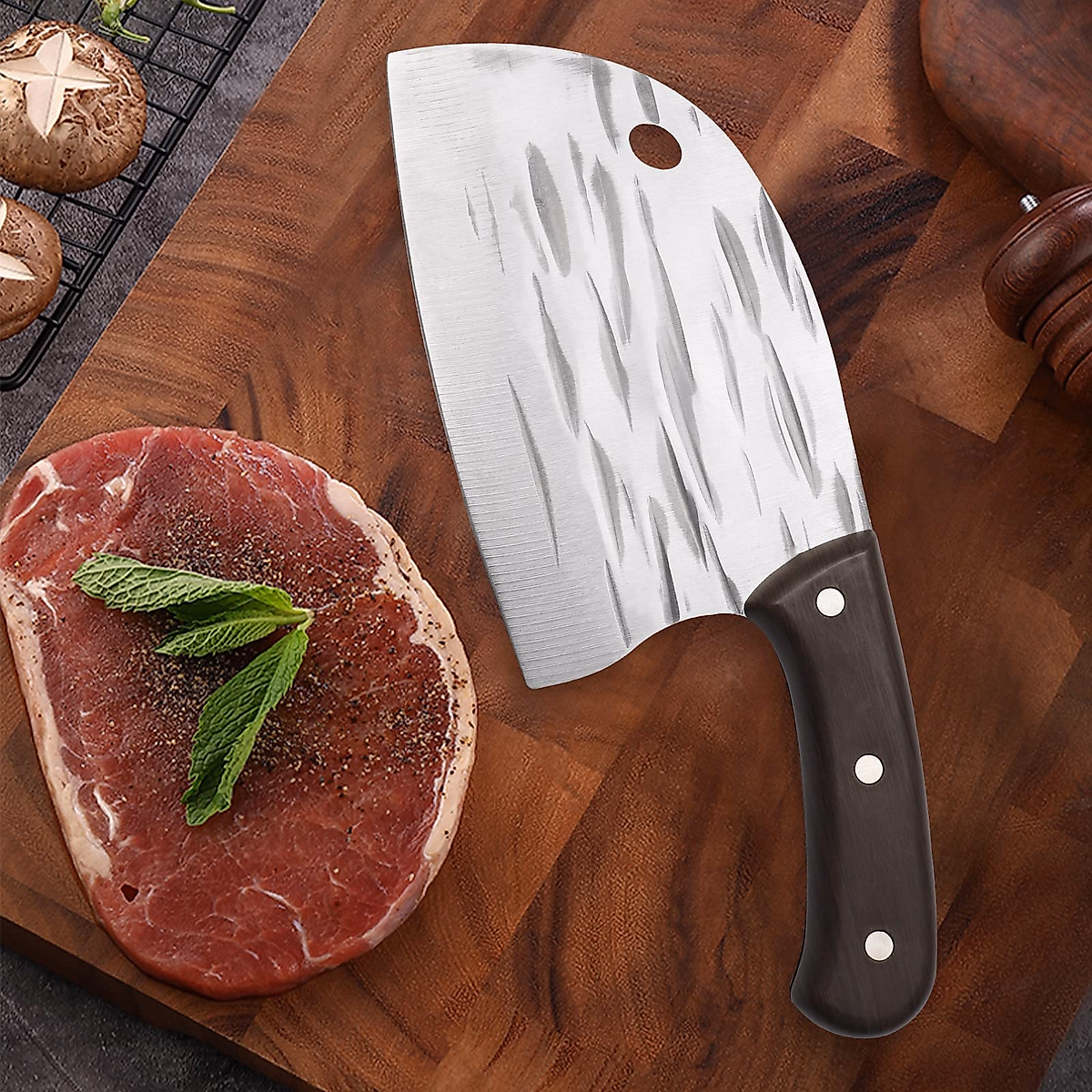 TJ POP Meat Cleaver 6.2 inches, Ultra Sharp Lightweight Chinese Cleaver Knife, Full-tang Chopping Knife 30Cr13 Steel Blade Thickness 1.5 mm, Fish Shape Series HP01004