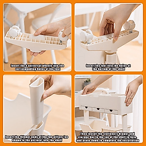 EMENAR 6 Tier Storage Bookshelf, Kids Movable Book Rack Unique Bookcase, Large Capacity Organizer Bookshelves Book Shelf Tall Narrow for Children Students in Bedroom Living Room