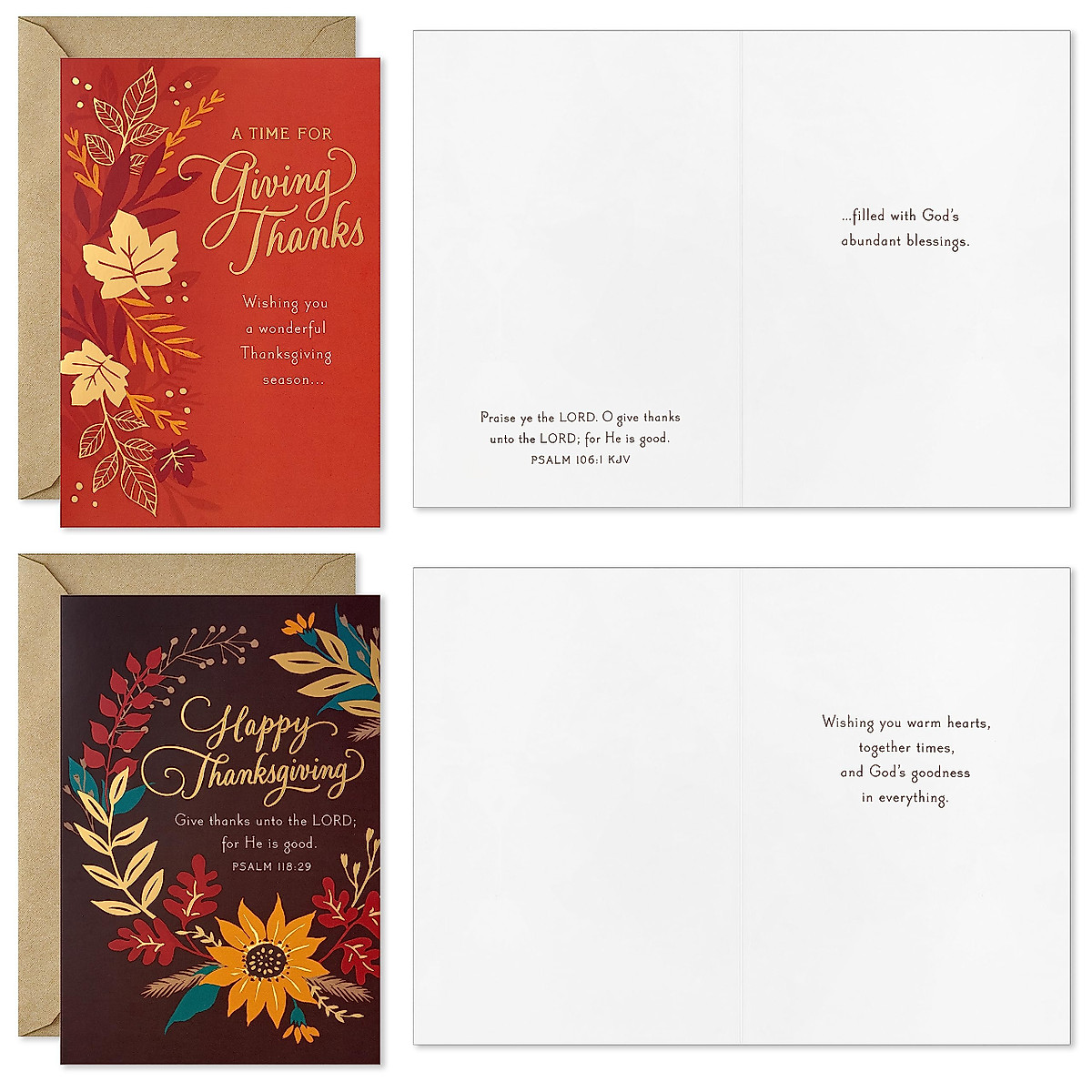 DaySpring Religious Thanksgiving Cards Assortment (16 Assorted Cards with Envelopes)