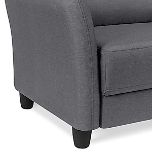 Best Choice Products 76 inch Linen Fabric Upholstered Contemporary Sofa Couch Lounger, Dark Gray