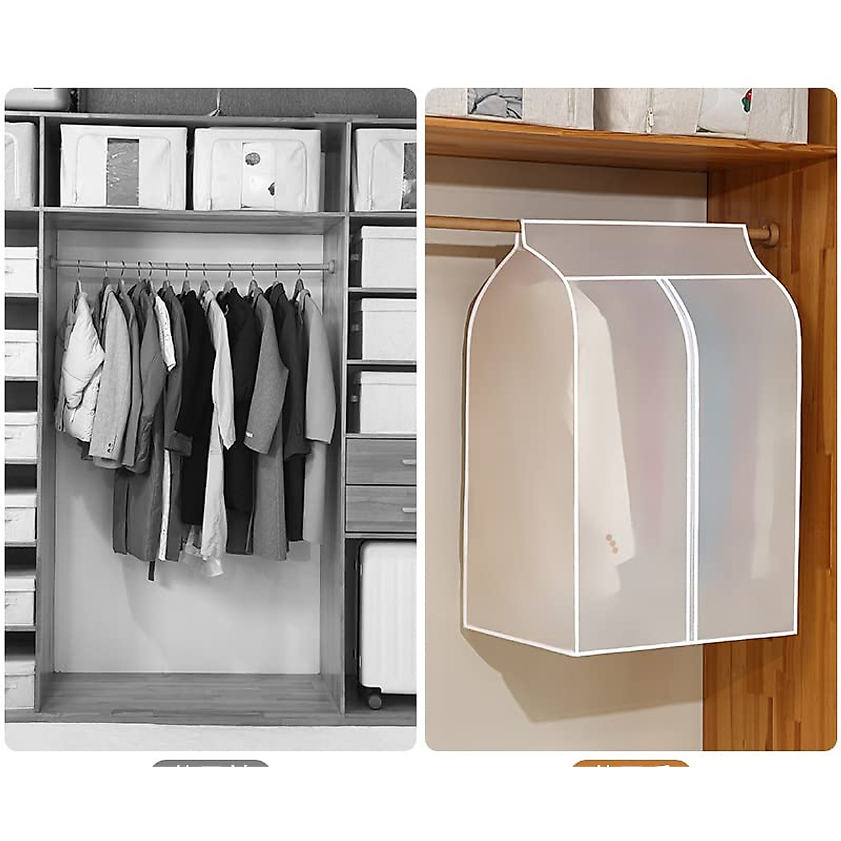 AKWFUNZ Hanging Clothes Bag Transparent and Large Capacity for Keeping Clothes Clean (Small)