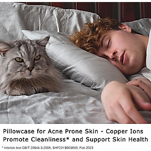 Anti-Acne Copper Pillowcase - Cooling Viscose Pillow Case 1pc, Dermatologist-Tested Vegan Silk Pillowcase Standard Size 20x26, Copper ions Silky Satin Pillow Cases for Hair and Skin