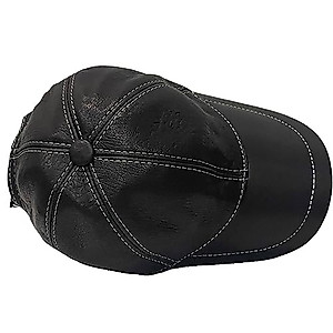 100% Real Genuine Lambskin Leather Baseball Cap Hat Sports Visor Black