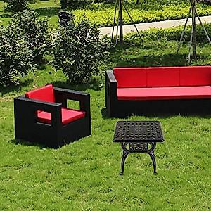 C/G Outdoor Side Tables,Cast Aluminum Patio End Tables,Anti-Rust Coffee Table for Garden Patio Lawn (Square-end Tables, Copper)