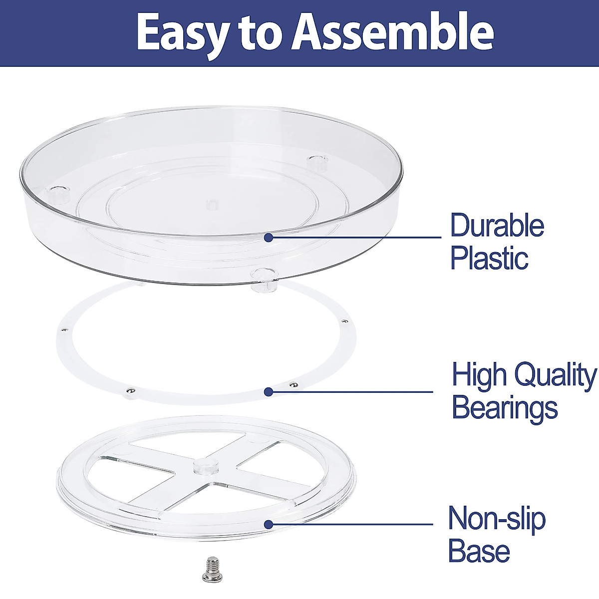 LotFancy Lazy Susan Organizers, 2 Pack 10.6” Clear Turntable Organizer for Kitchen, Cabinet, Fridge, Pantry, Countertop, Bathroom Storage