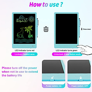 16 Inch Split Screen LCD Writing Tablet Doodle Board Colorful Electronic Writing Pad for Adults & Kids, Drawing Board Educational Learning Toys Birthday Gift for 3-12 Years Old Girls Boys (White)