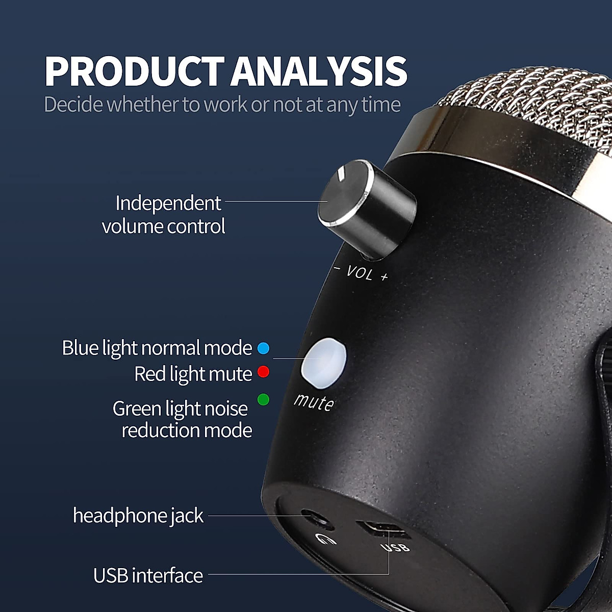 MICYUSHENG USB Mini Condenser Microphone,Desktop Microphone for PC/Micro/Mac/Android,Professional Plug&Play Studio Microphone with Stand,Online Chatting,Videos,Voice,Streaming,YouTube.