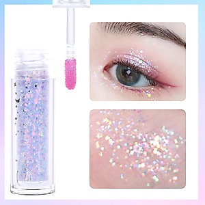 Glitter Liquid Eyeshadow Glitter Eye Makeup Galaxy Liquid Eyeshadow Korean Makeup, Pigmented, Long Lasting, Quick Drying, Loose Glitter Glue for Crystals Eye Makeup