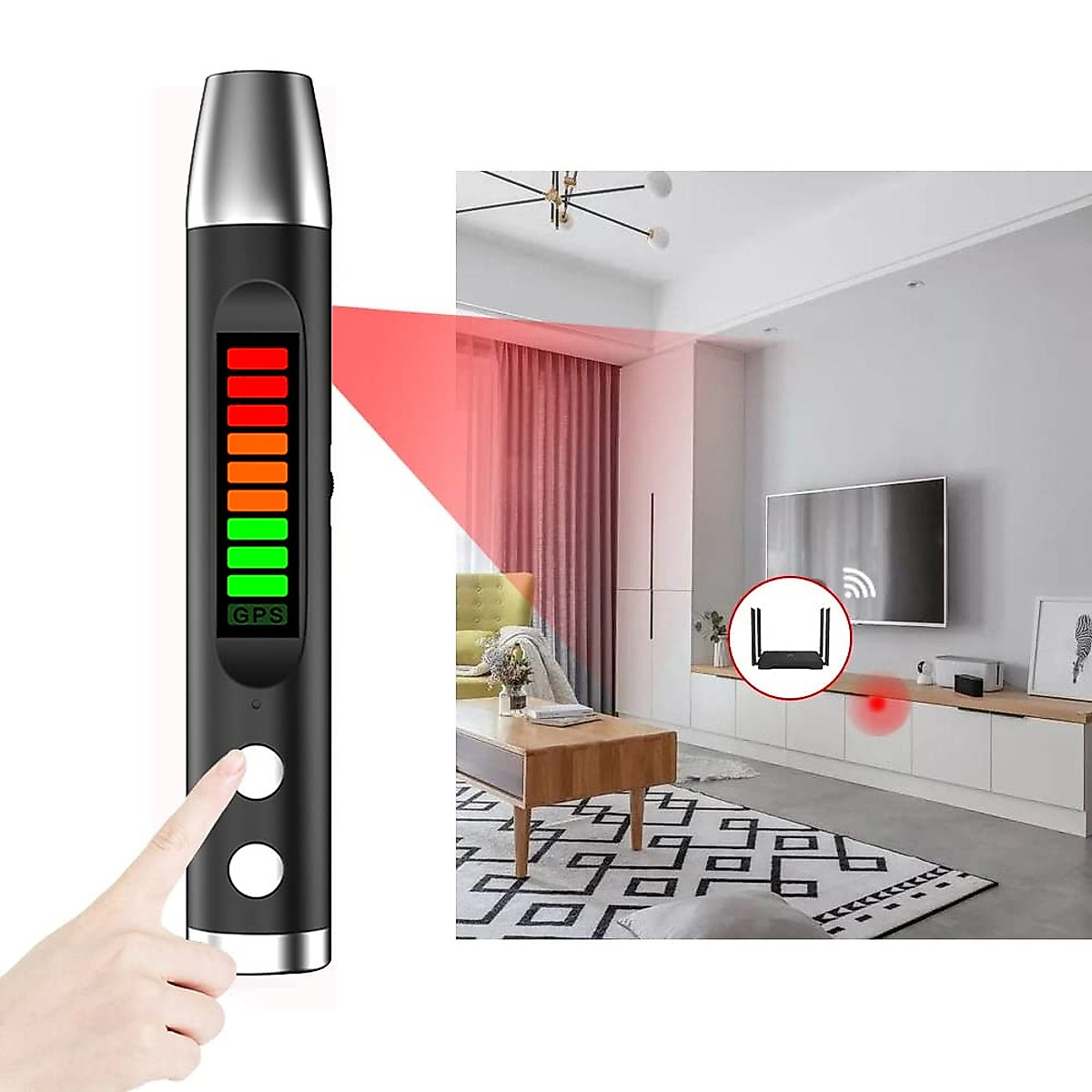 NOYAFA Hidden Camera Detectors,RF Signal Scanner 12 Levels Sensitivity 4 Professional Modes, Anti Spy Detector Bug Detector GPS Tracker Spy Camera Detector for Hotels Office Travel