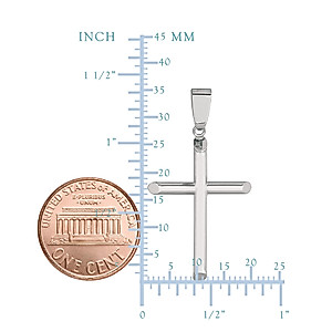 Jewelry Affairs 14k White Gold Shiny Round Tube Cross Pendant