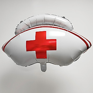 SYNUO Nurse Hat Foil Balloons 27inch White Nurse Graduation Party Decoration Supplies (5Pcs)