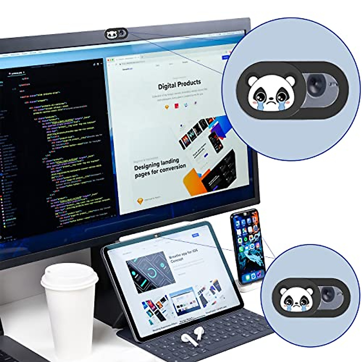 AllureEyes Webcam Cover Slide 8 Pack, Camera Privacy Protector Fit for Computer Desktop PC Laptop Tablet Smart Phone, Ultra Thin Web Cam Camera Privacy Covers Protection Sticker