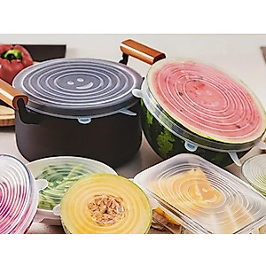 COZY HOME Silicone Lids For Food And Bowls, 6 Pcs Premium Stretch Silicone Lids For Food Storage, 6 Sizes Reusable Stretch Eco Lids For Food And Bowls White