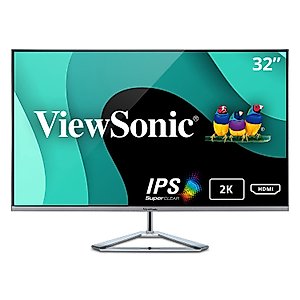 ViewSonic VX3276-2K-MHD 32 Inch Frameless Widescreen IPS 1440p Monitor with HDMI DisplayPort and Mini DisplayPort (Renewed)