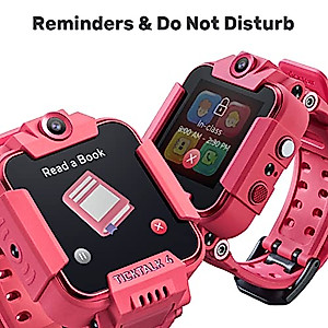 TickTalk Pink 4 Kids Smartwatch with Pink Twists Headphones Bundle (Red Pocket on at&T's Network)