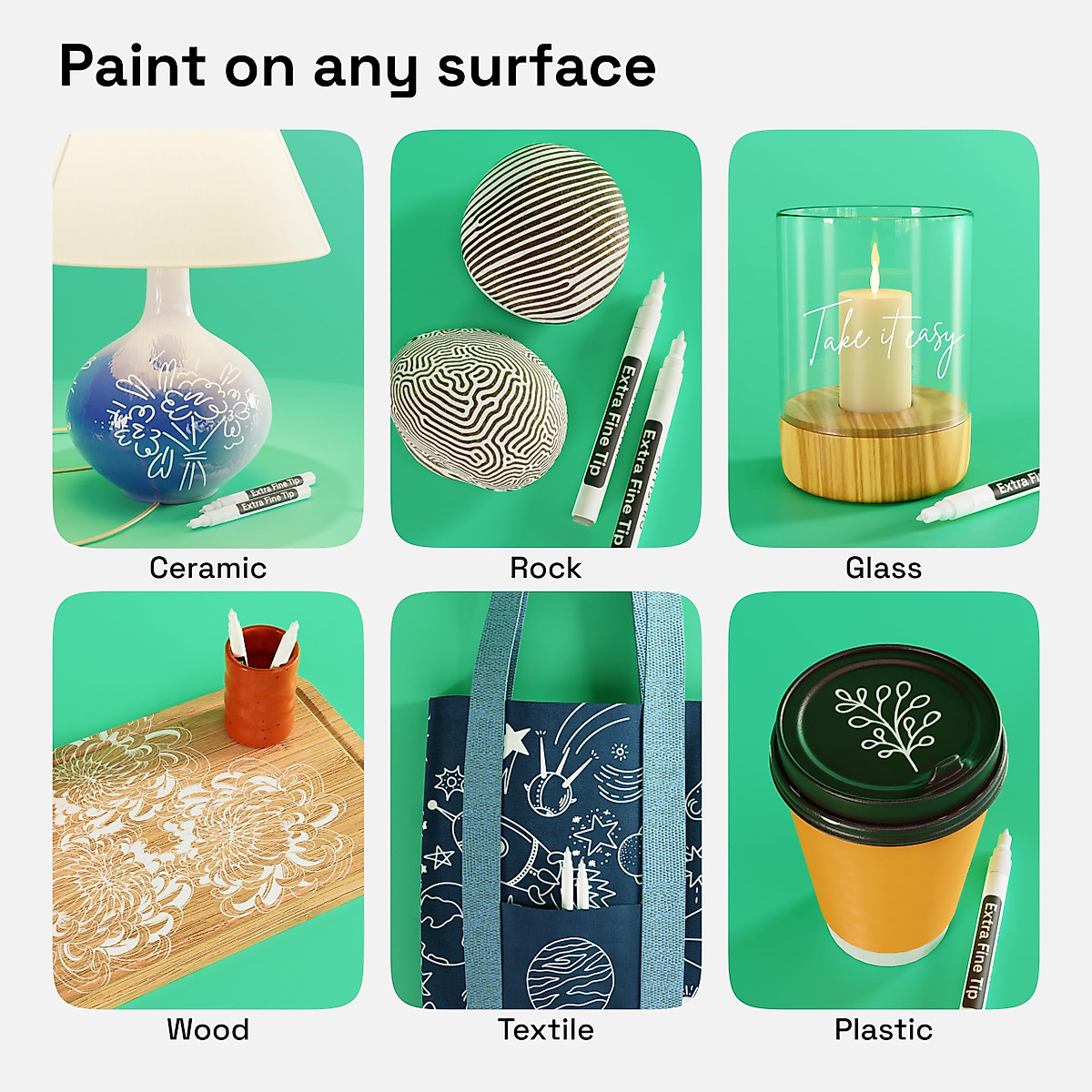 ARTISTRO 2 White Acrylic Paint Markers - 0.7mm Extra Fine-Tip Paint Pens - Perfect for Crafting, Art Projects, & More