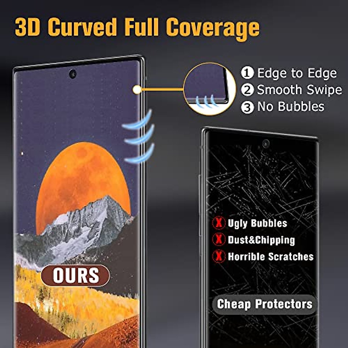 Galaxy Note 10 Screen Protector【2+2 Pack】With Camera Lens Protector, Compatible Fingerprint, 3D Glass Full Coverage 9H Hardness Tempered Glass Screen Protector for Samsung Galaxy Note 10 (6.4 Inch)