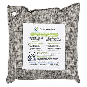 PureGuardian CB500 Bamboo Charcoal Air Purifying Bag, Eco-Friendly, Naturally Absorbs Odors, Excess Moisture and Pollutants, 500g, Gray