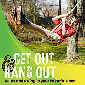 Swurfer Swift - Maple Wood Disc Swing for Kids Ages 4 and Up, Holds up to 150 Pounds - Includes 18" Curved Seat Swing with Heavy Duty Braided Rope, Brown