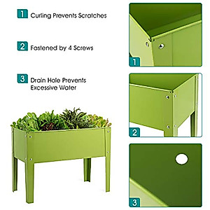 Giantex Raised Garden Bed, Elevated Planter, Metal Plant Box with Legs, Standing Garden Stand, Indoor and Outdoor Grow Container for Vegetables and Flowers (25" L x13W x18 H)