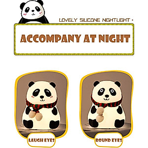 LED Kids Night Light Cute Nursing Night Light Non-Flickering Eye-Caring Lamp-USB Rechargeable, Touch Control, Multi-Color and Warm White Can be Switched, Fabulous Ideal Gift (Panda Round Eyes)