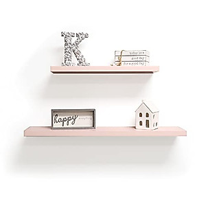 InPlace 35.4 in W x 7.75 in D x 1.25 in H Pink Floating Shelf Slimline