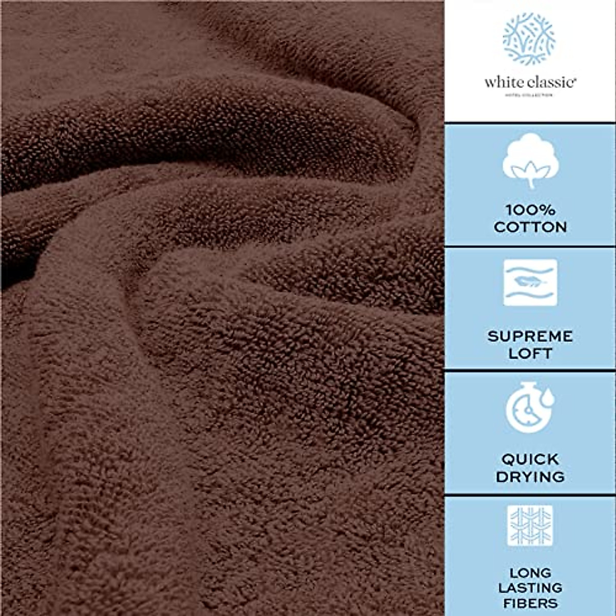 White Classic Luxury Bath Sheet | 2 Pack Luxury Bath Mat | 2 Pack Bundle (Brown)