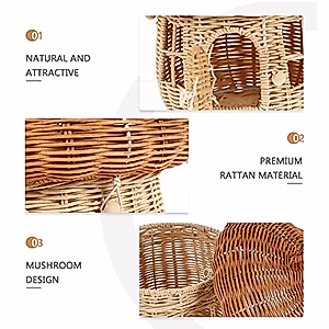 CHADWICK Easter Basket for Kids - 12 Inch Wicker Bunny Basket with Handle & Lid, Mushroom Shape Portable Easter Baskets for Eggs, Candy Storage, Picnic, Desktop Decoration, Party Gifts, Photo Props