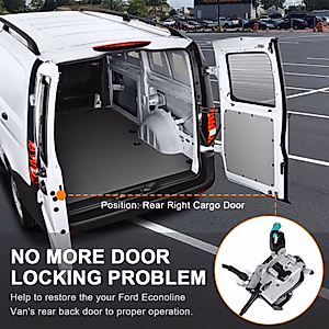 Rear Door Latch Cable & Rod for Ford E150 E250 E350 Right Back Door Latch Lock Assembly, Replace Ford 6C2Z-15431A02-AA 8C2Z-15431A02-C AC2Z-15431A02-A