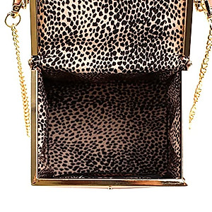 Small Medium Top Handle Square Frame Clutch Purse Crossbody Bag (zBlack)