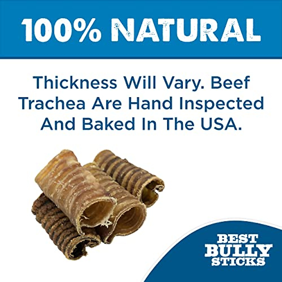 Best Bully Sticks Premium 3 Inch Beef Trachea Dog Chews (50 Pack) - All-Natural, Grain-Free, 100% Beef, Single-Ingredient Dog Treat Chew - Promotes Dental Health