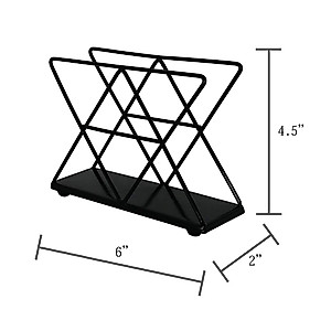 OwlGift Black Modern Geometric Triangle Metal Wire Upright Napkin Holder