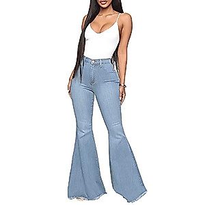 ZERMOM Women's Flare Jeans Mid Rise Bell Bottom Denim Pants