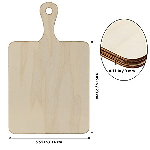 MUKLEI 20 PCS 9.1 x 5.5 Inch Mini Cutting Board, Wooden Cutting Board with Handle, Rectangle Wooden Paddle Chopping Board Kitchen Small Serving Board for Vegetables Fruits, DIY, Decor